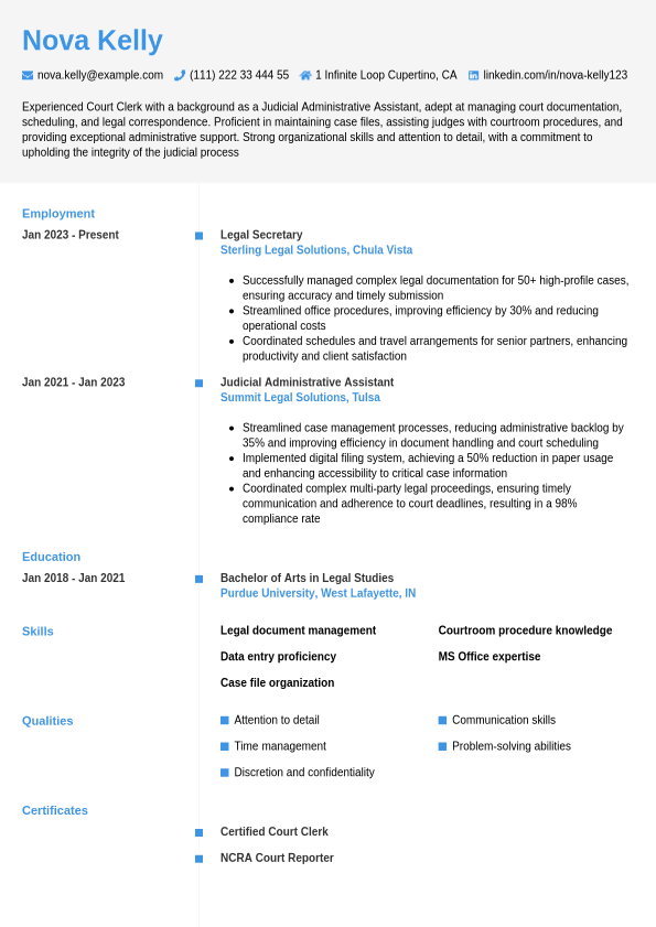 Court Clerk Resume Writing Guide & Tips | Jobseeker