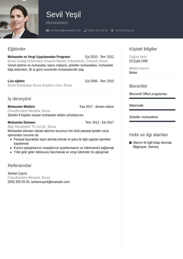 Muhasebe CV Örneği | Jobseeker