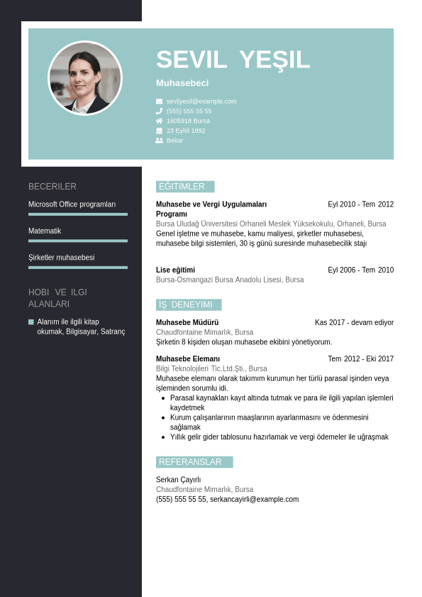 Muhasebe CV Örneği | Jobseeker