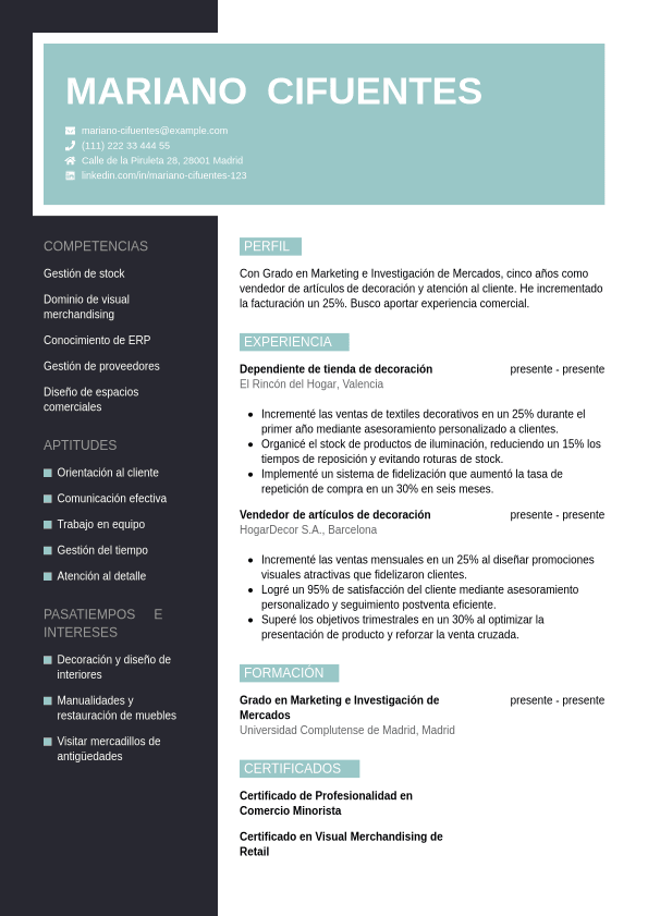 Currículum para Zara Home ejemplo y consejos | Jobseeker