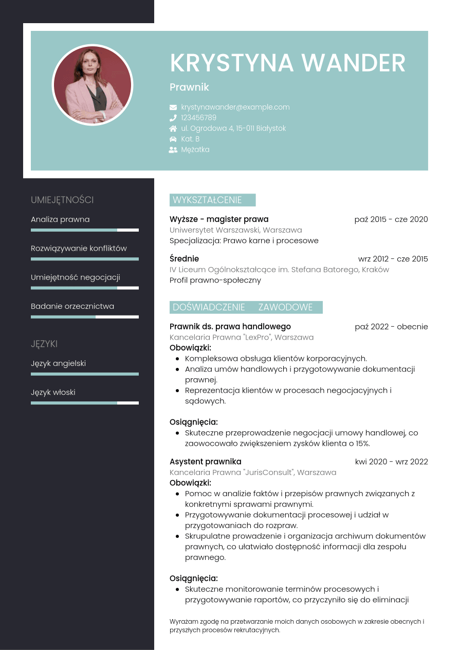 CV prawnika – przykład | Jobseeker