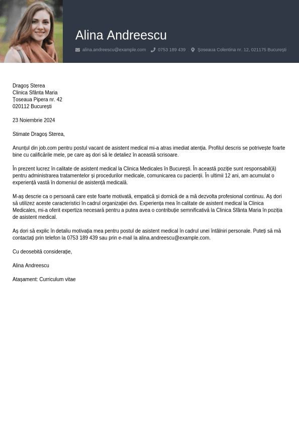 Scrisoare de intenție asistent medical în 2025 | Jobseeker