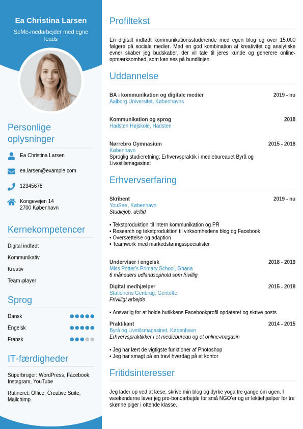 Eksempler på CV’er | Jobseeker