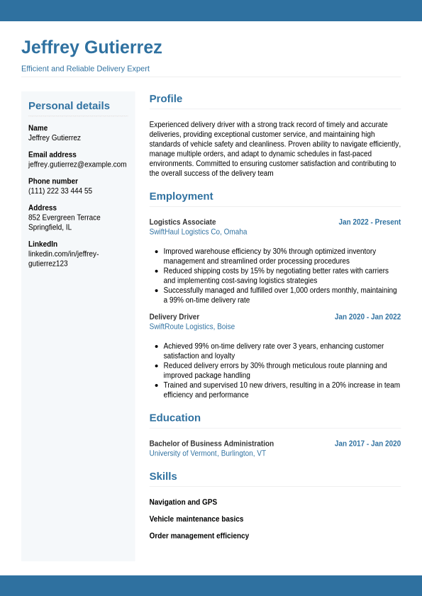 Kinobi Resume Example | Jobseeker