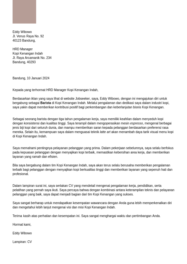 Contoh Surat Lamaran Magang | Jobseeker