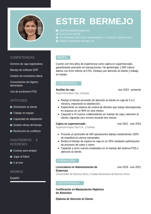 Currículum para Coto ejemplo y consejos | Jobseeker