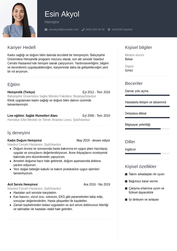 Hemşire CV Örneği | Jobseeker