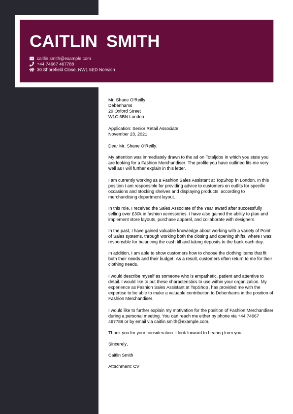 Cover letter examples | Jobseeker