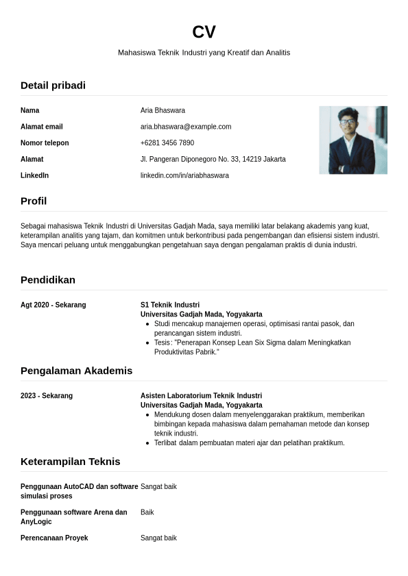 Contoh CV Mahasiswa | Jobseeker