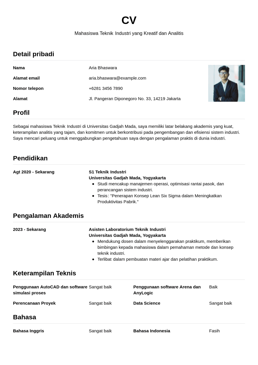 Contoh CV Mahasiswa | Jobseeker