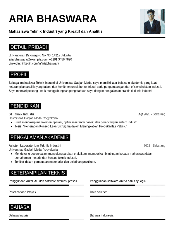 Contoh CV Mahasiswa | Jobseeker