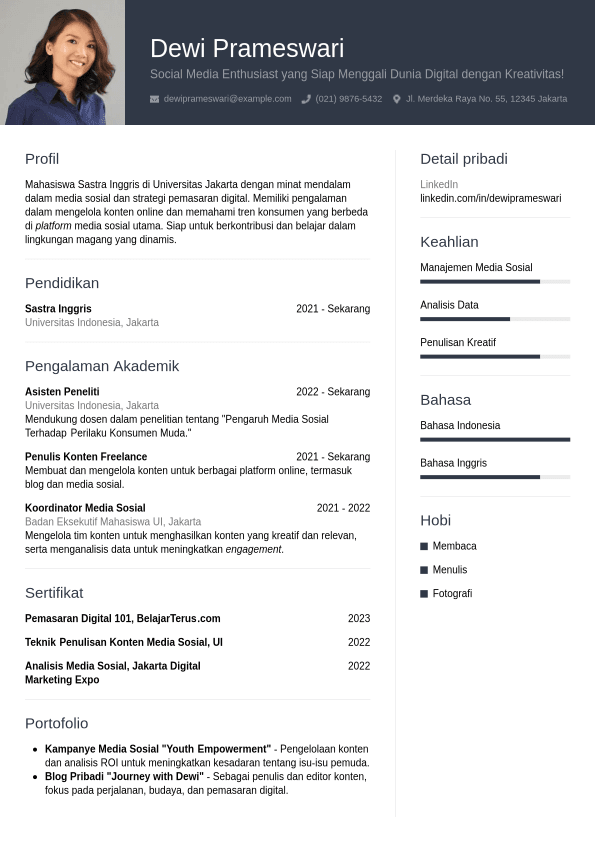 Contoh CV Magang | Jobseeker