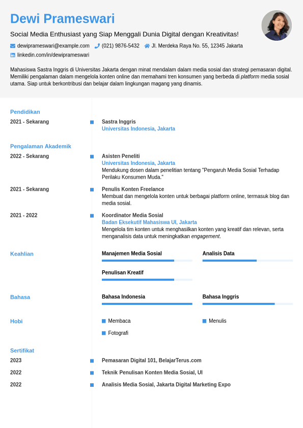 Contoh CV Magang | Jobseeker