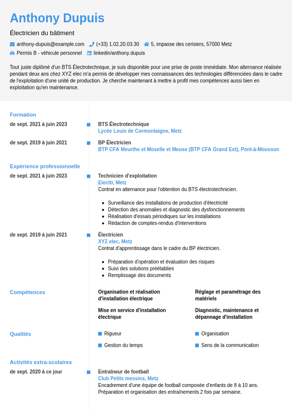 Exemple de CV d'électricien | Jobseeker