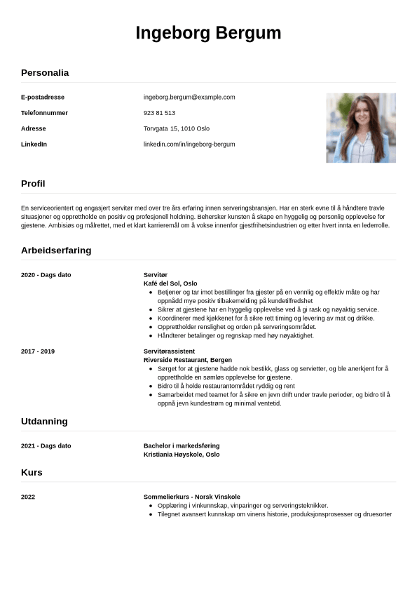 CV-eksempler | Jobseeker