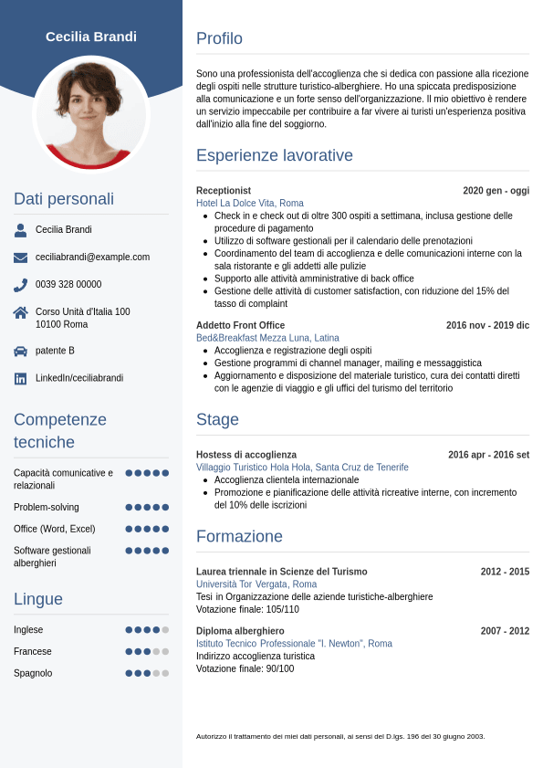 Esempi di curriculum vitae | Jobseeker