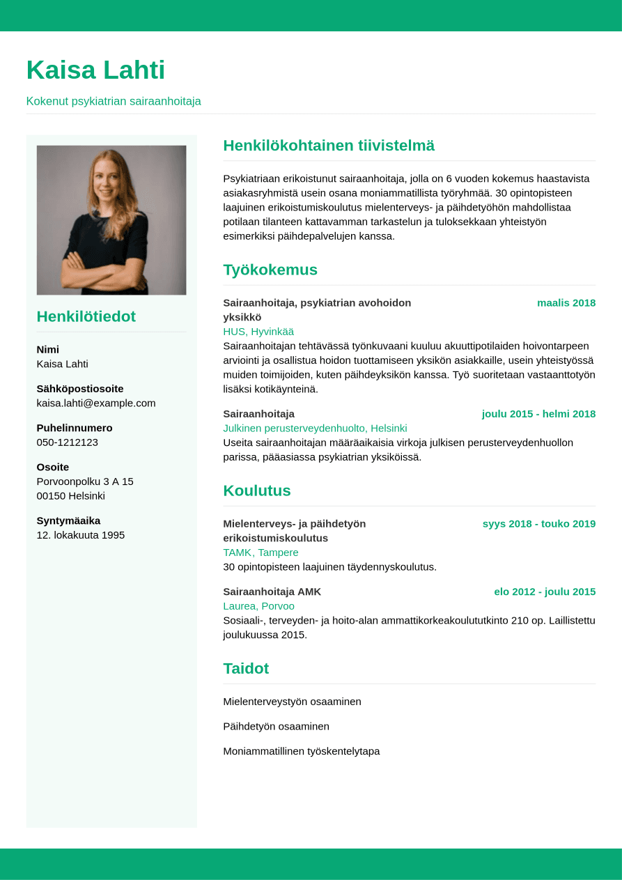 CV-mallipohjat | Jobseeker