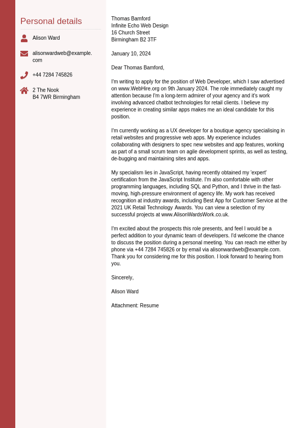 College Student Cover Letter Example | Jobseeker