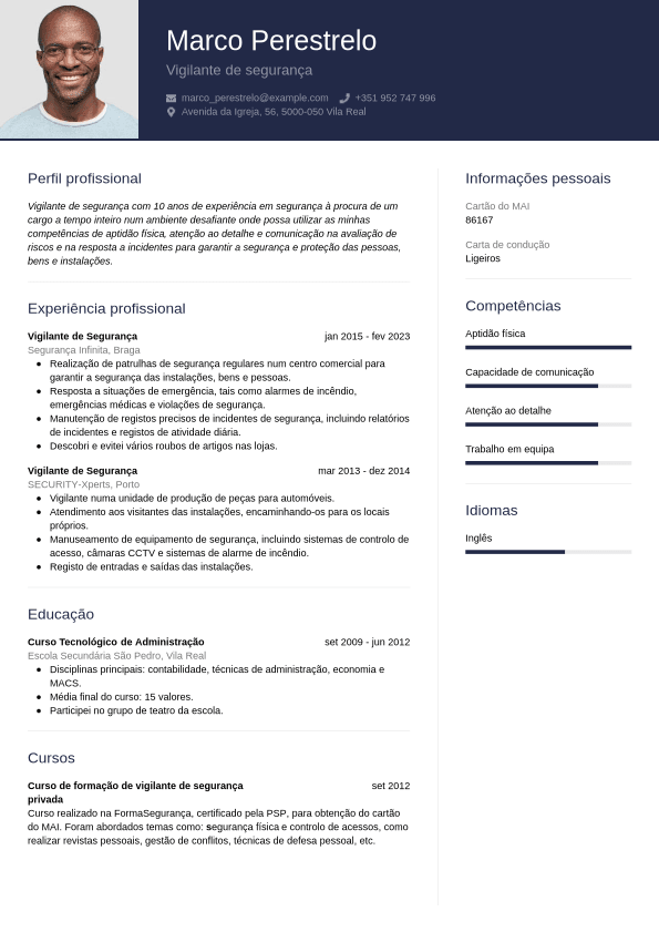 Exemplo de curriculum vitae de um contabilista | Jobseeker