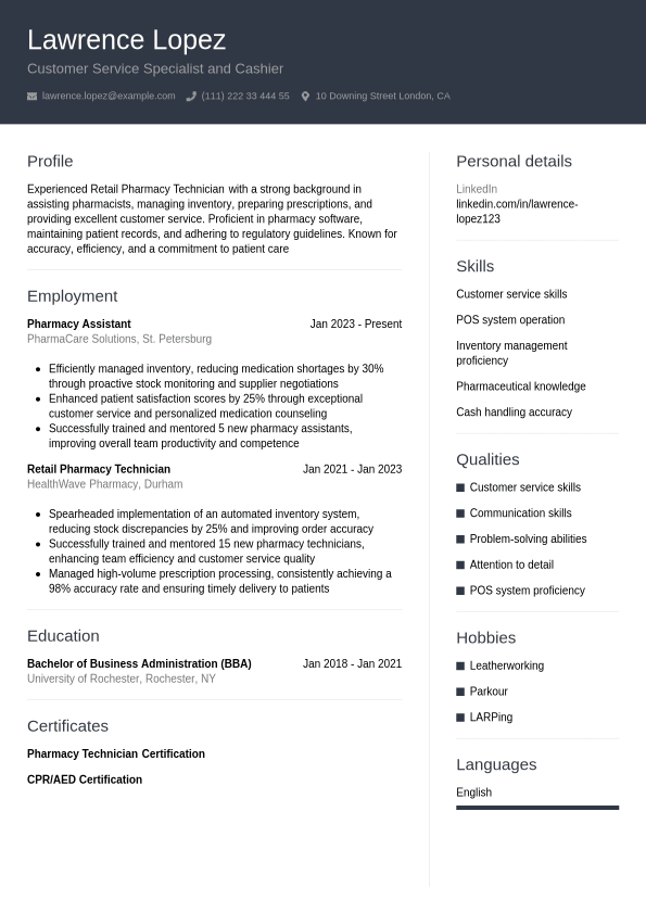 Walgreens Resume Example | Jobseeker