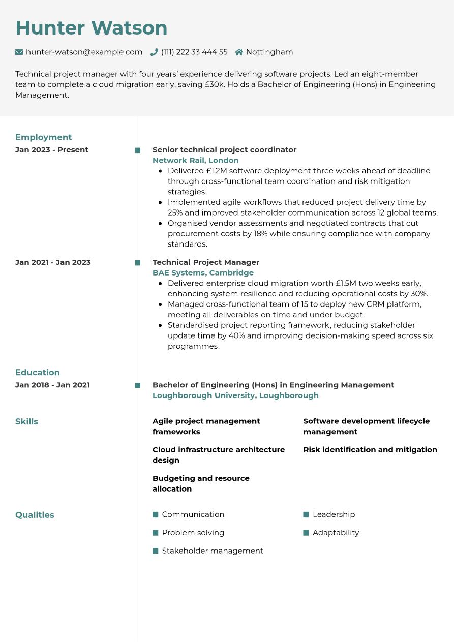 Technical Project Manager CV Writing Guide & Tips | Jobseeker