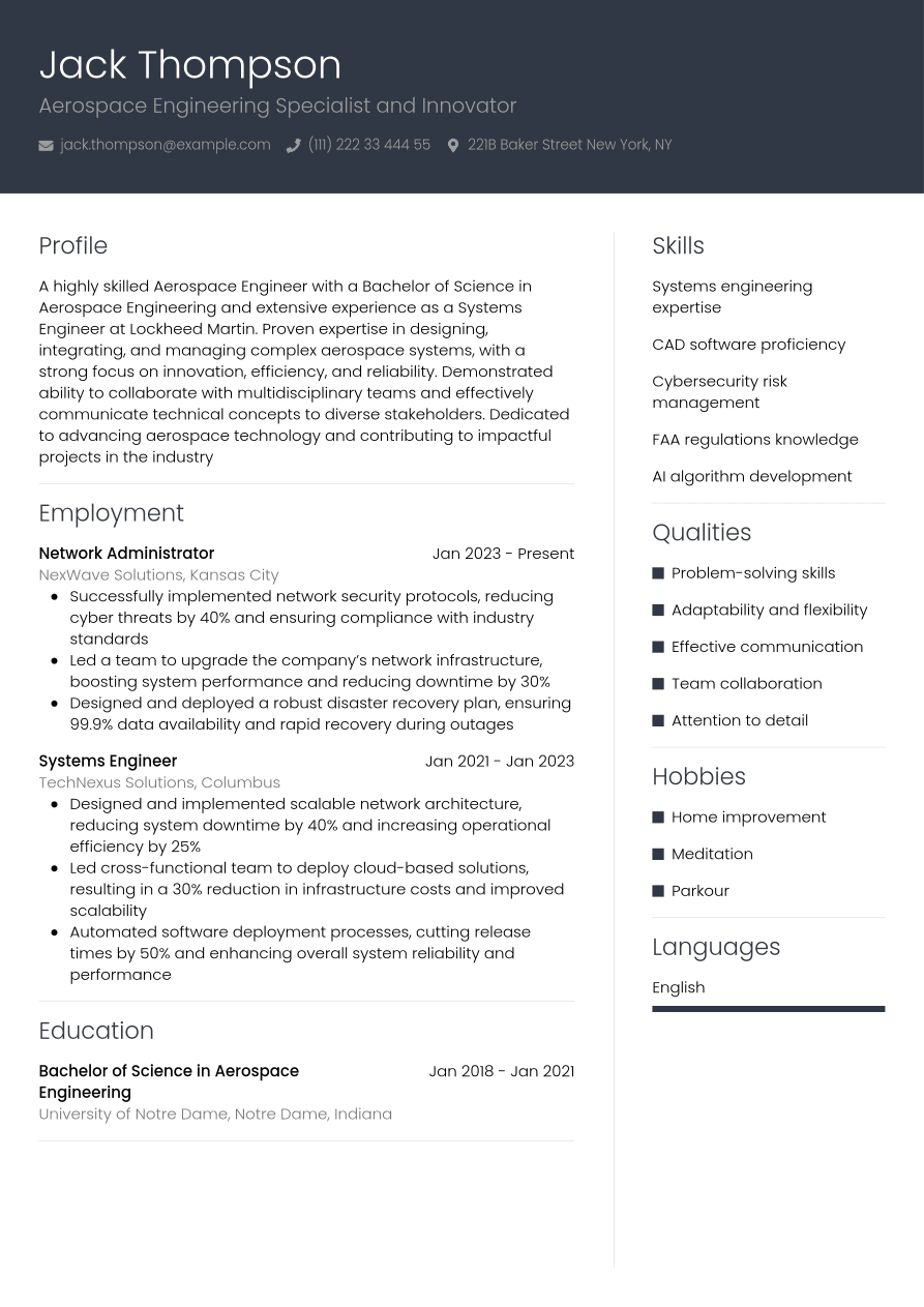 Lockheed Martin Resume Example | Jobseeker