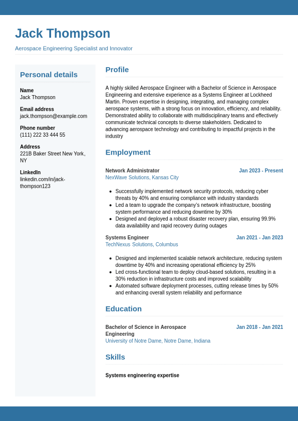Facebook Resume Example | Jobseeker