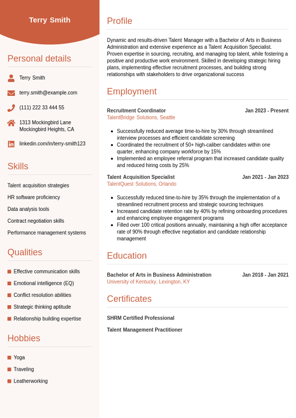 Facebook Resume Example | Jobseeker