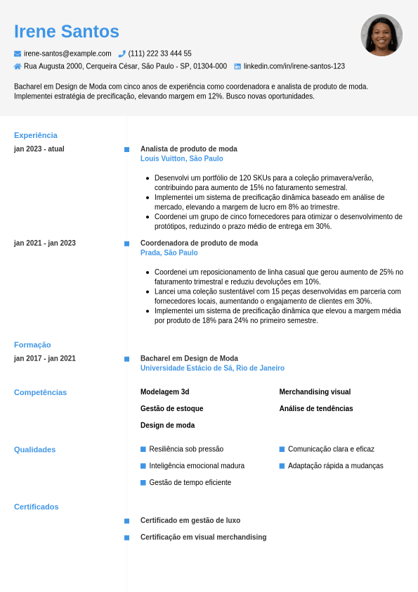 Currículo para Gucci: guia e exemplos | Jobseeker