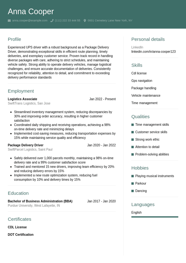 Kinobi Resume Example | Jobseeker