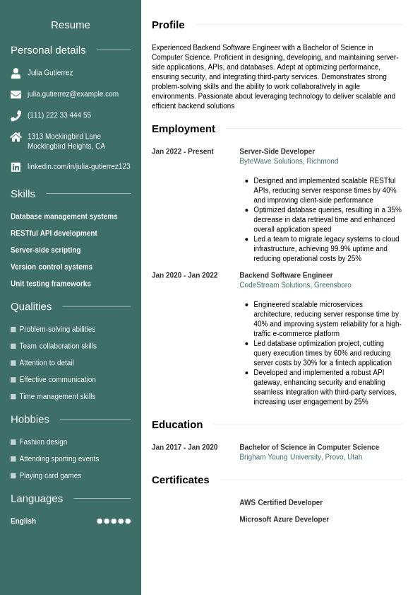 Resume examples | Jobseeker