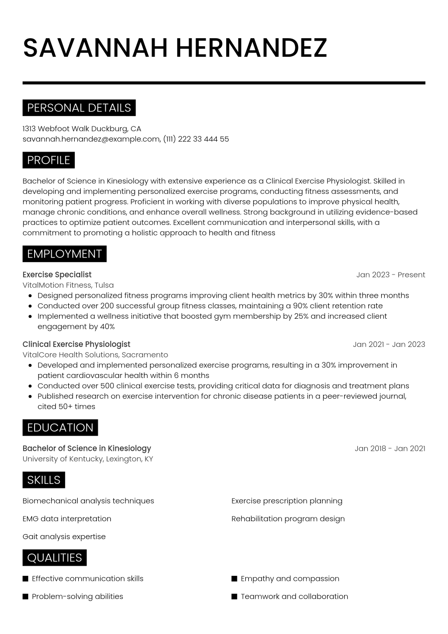Kinesiology Resume Writing Guide & Tips | Jobseeker