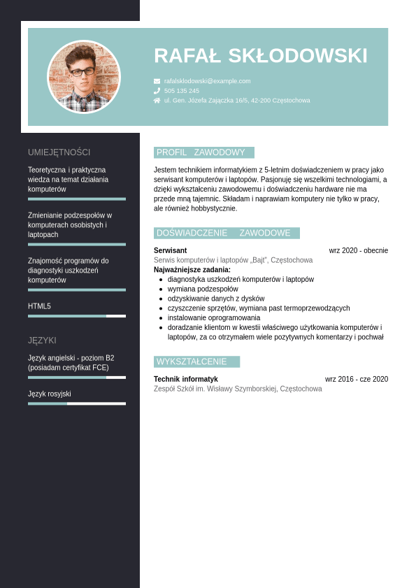 Przykład CV informatyka | Jobseeker