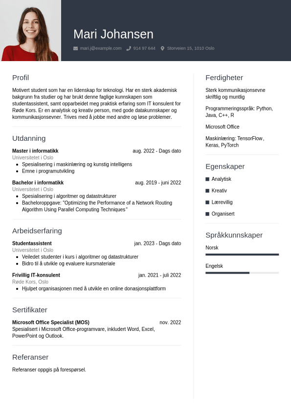 CV eksempel student | Jobseeker