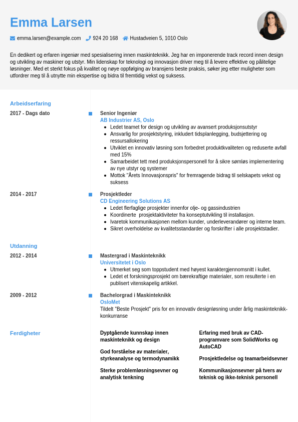 CV ingeniør eksempel | Jobseeker