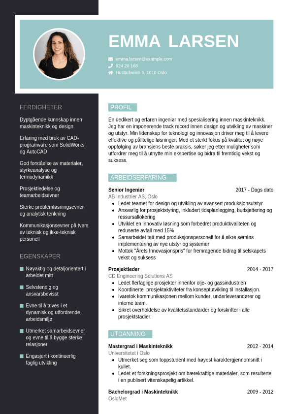 CV ingeniør eksempel | Jobseeker