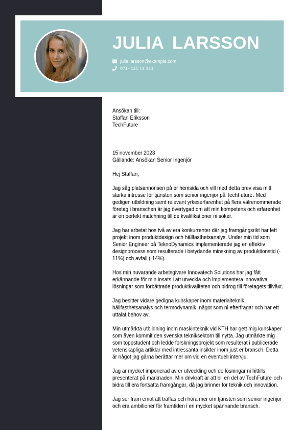 Ingenjör Personligt Brev Exempel | Jobseeker