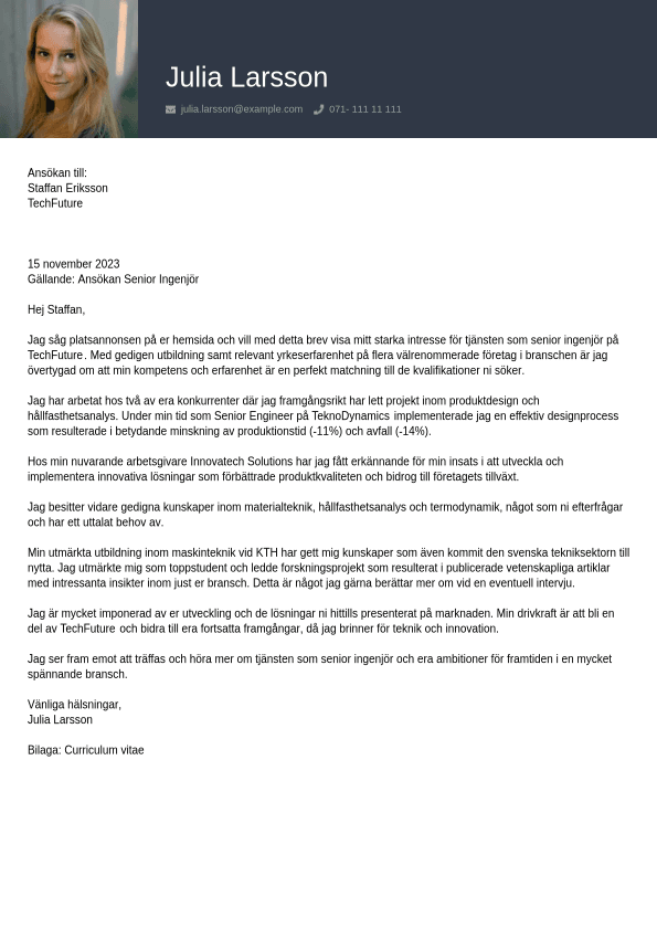 Ingenjör Personligt Brev Exempel | Jobseeker