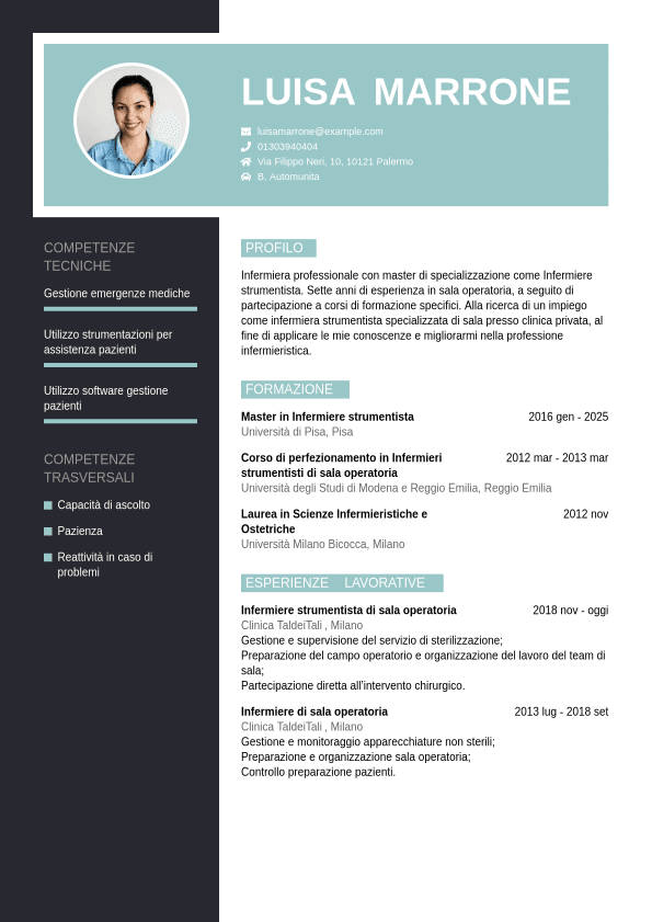 Esempio di CV per Infermiere | Jobseeker