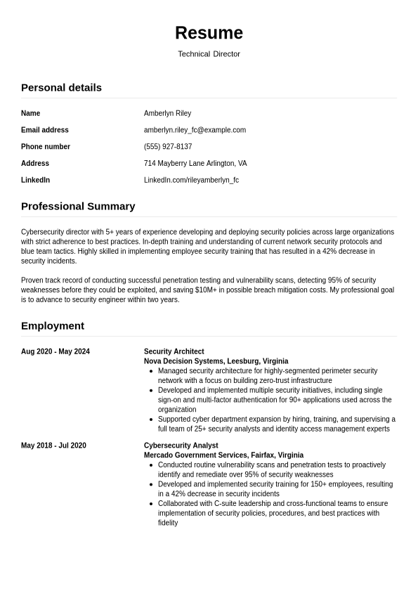 Federal Resume Example | Jobseeker