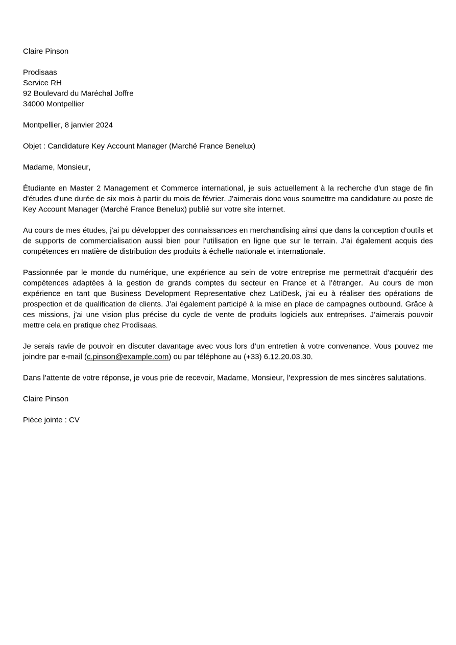 Exemple de lettre de motivation pour un job d’été | Jobseeker