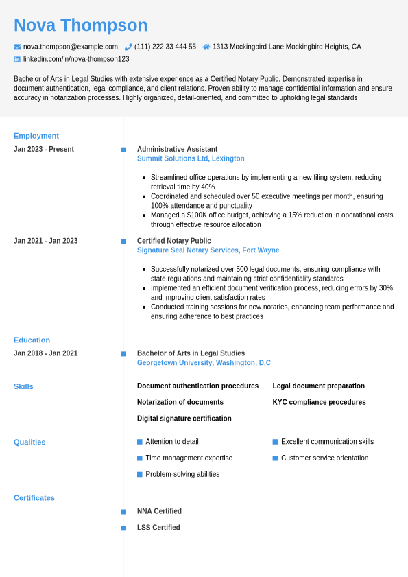 Notary Resume Writing Guide & Tips | Jobseeker