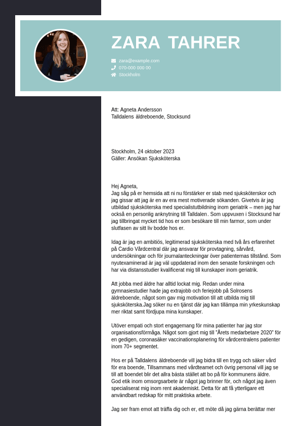 Sjuksköterska Personligt brev Exempel | Jobseeker
