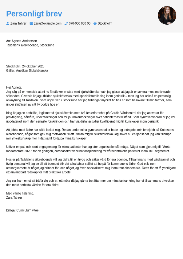 Exempel på personliga brev | Jobseeker