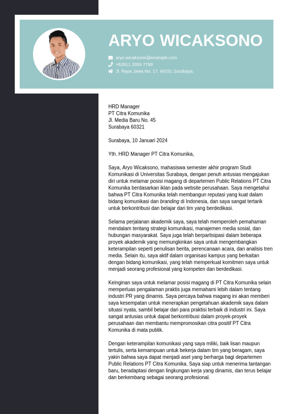 Contoh Surat Lamaran Magang | Jobseeker