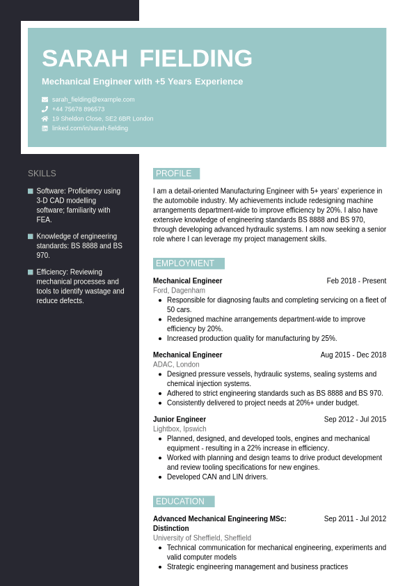 CV Example Engineering | Jobseeker