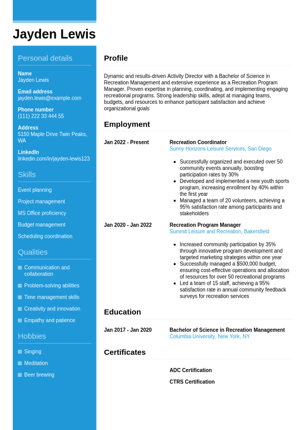 Resume examples | Jobseeker