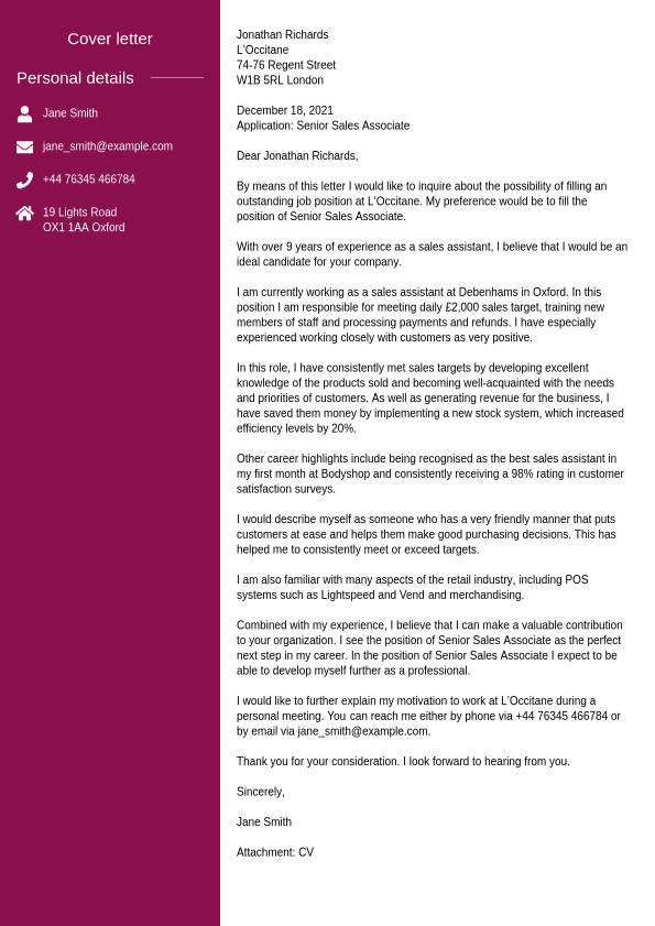 Cover letter examples | Jobseeker