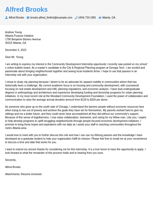 Internship Cover Letter Example | Jobseeker