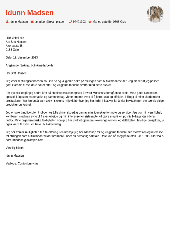 Jobbsøknad eksempler | Jobseeker